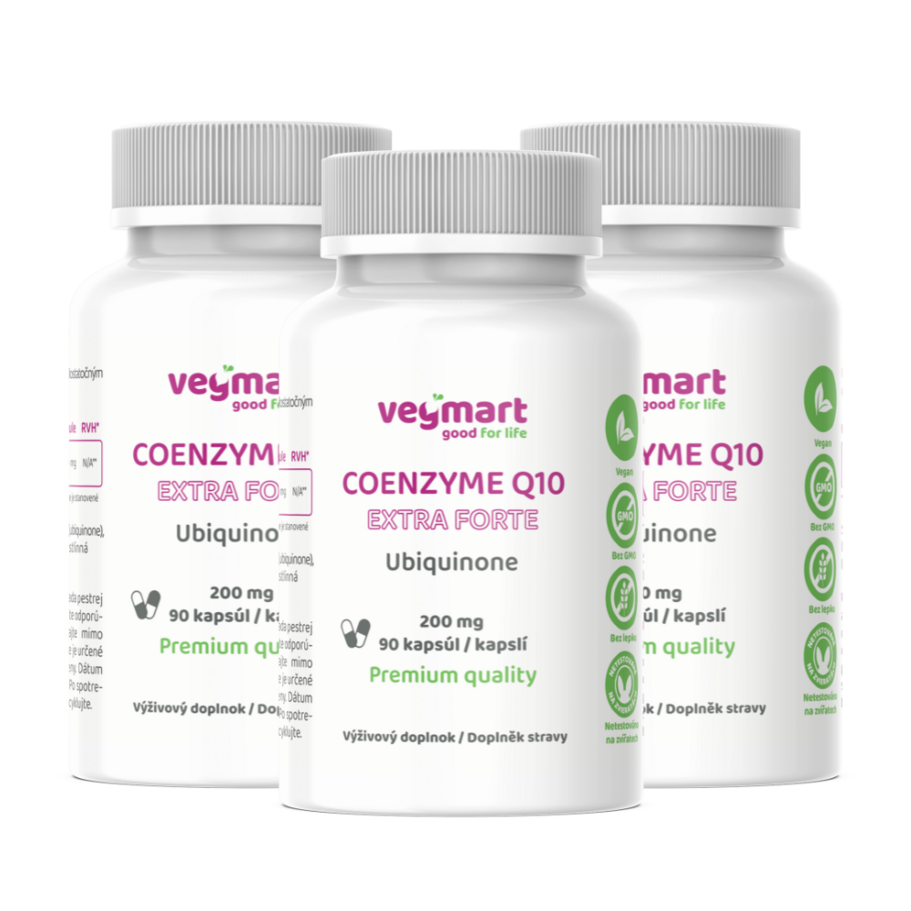 Vegmart Koenzým Q10 Extra forte - Ubiquinón 200 mg 90 kapsúl (3-balenie ...