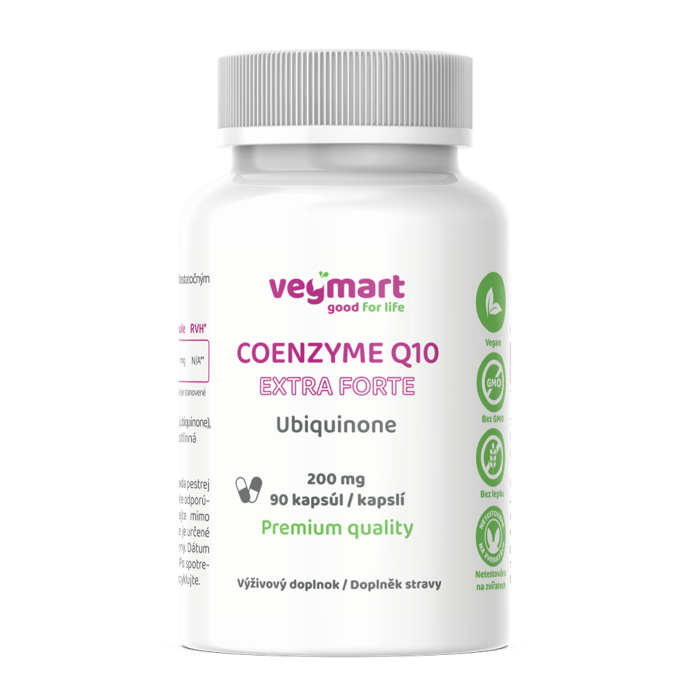 Vegmart Koenzým Q10 Extra forte - Ubiquinón 200 mg, 90 kapsúl | Vegmart.sk